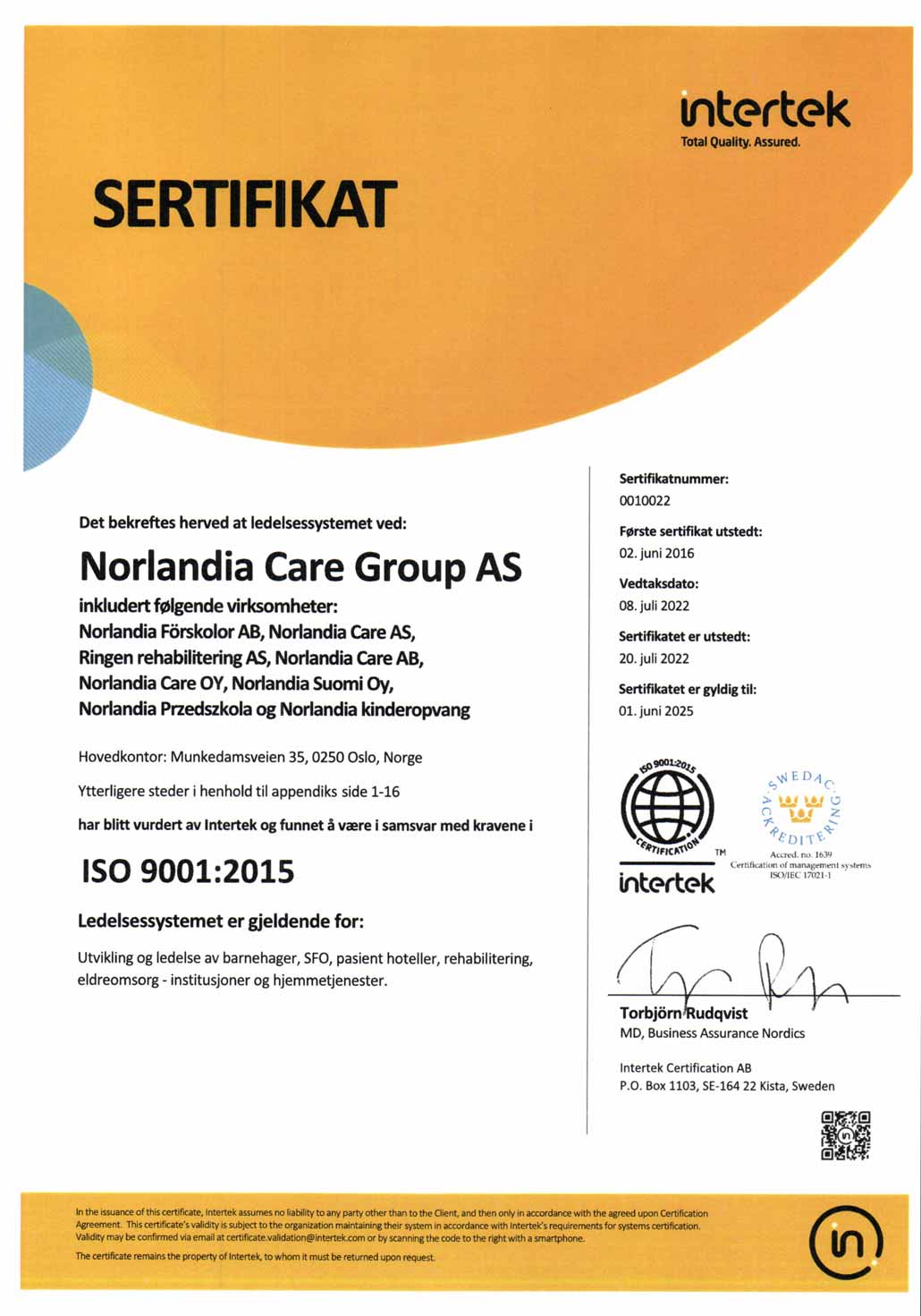 Sertifiseringer - Ringen Rehabiliteringssenter AS